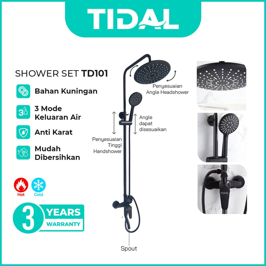 Paket Shower Tiang Set Mandi Lengkap Tidal TD101 Modern Minimalis – Europe Enchanting