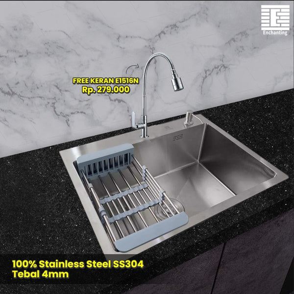 Set Kitchen Sink Bak Cuci Piring Stainless Steel Europe Enchanting E10